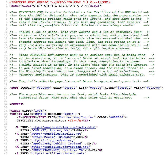 A Love Letter To the HTML on Textfiles
